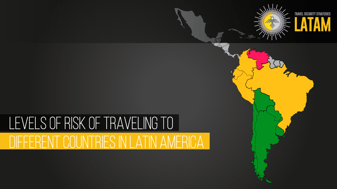 Levels of risk of traveling to different countries in Latin America ...